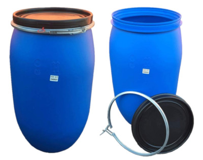 220l plastic shipping drum barrel container water tight lid and clip ...