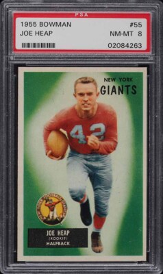 1955 Bowman FB Card # 55 Joe Heap New York Giants ROOKIE RC PSA 8 NM-MT ...