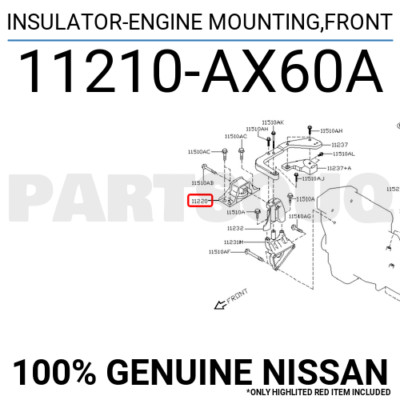 11210AX60A Genuine Nissan INSULATOR-ENGINE MOUNTING,FRONT 11210-AX60A ...