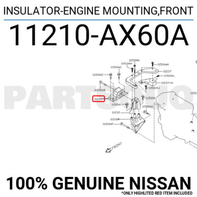 11210AX60A Genuine Nissan INSULATOR-ENGINE MOUNTING,FRONT 11210-AX60A ...