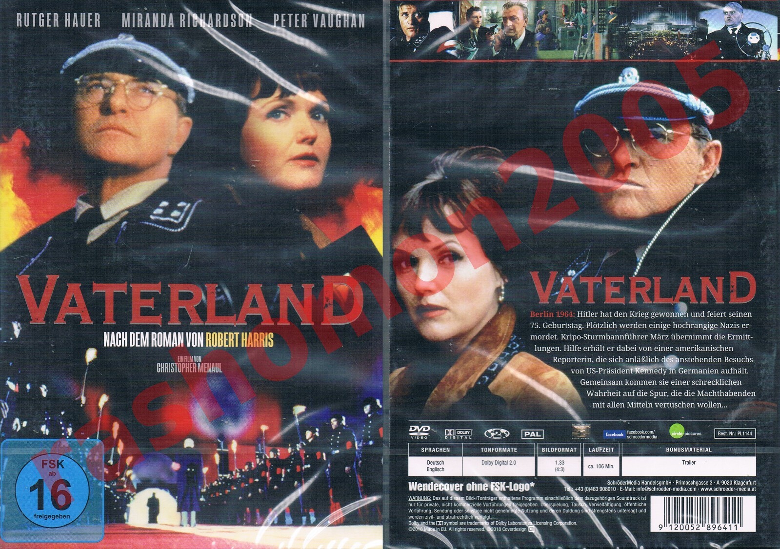DVD FATHERLAND (1994) Rutger Hauer Miranda Richardson Peter Vaughan ...