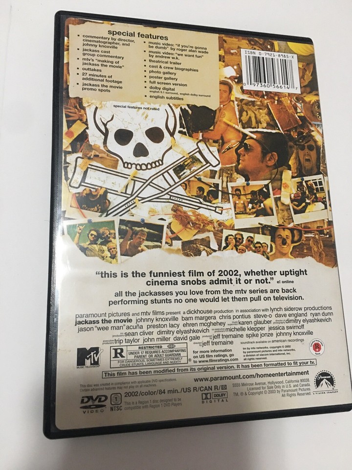 Jackass: The Movie (DVD, 2003, Full Frame) 97360566147| eBay