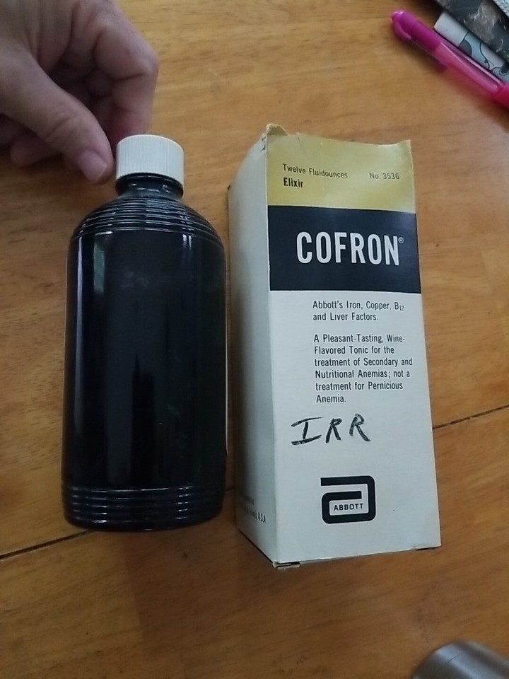 1980s Vintage Abbott Cofron Elixir Wine Tasting Tonic For Anemia Bottle ...