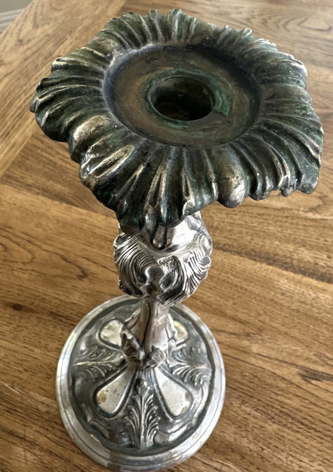 Antique Art Nouveau English Acanthus Leaf Silver Plate Candlestick | eBay
