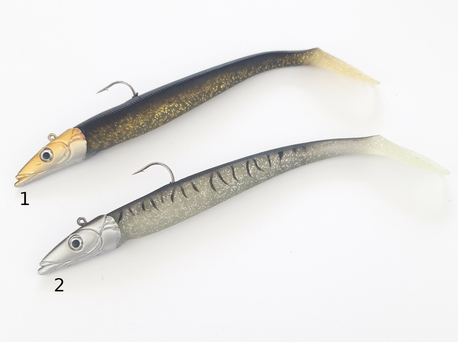 SANDAAL ab 2,25€ Sandeel Shad Twister Gummi Fisch Blei Kopf Jig Haken ...