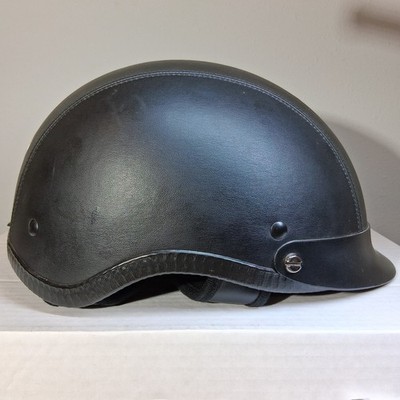 BMW Branded Black Leather Half Shell Motorcycle Helmet Size M | eBay