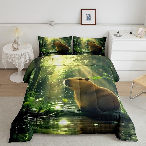 Kids Cute Beaver Twin Size Bedding Set, Wild Animal Comforter Set for ...