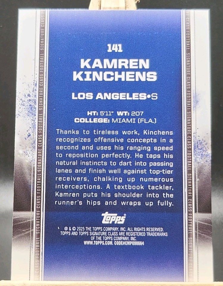 KAMREN KINCHENS RC 2024 Topps Signature Class #141 ROOKIE CARD Rams 🐏 ...