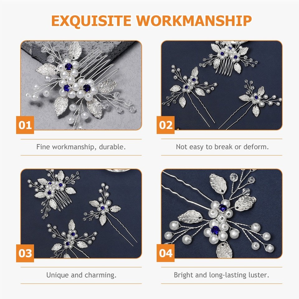 5 Sets Pearl Flower Hairpin Hair Comb Bride Headdress Wedding Prom ...