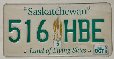 2009 SASKATCHEWAN Canada License Plate SK - #516-HBE | eBay