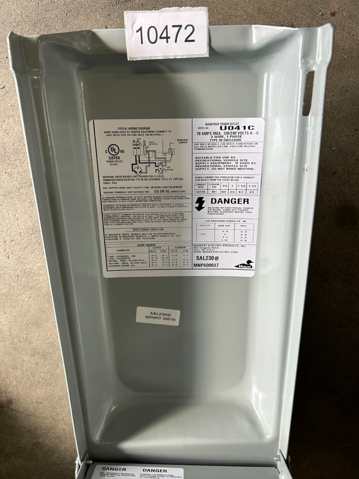 Midwest U041CP Outdoor Power Outlet, 70 Amp, 120/240V | eBay