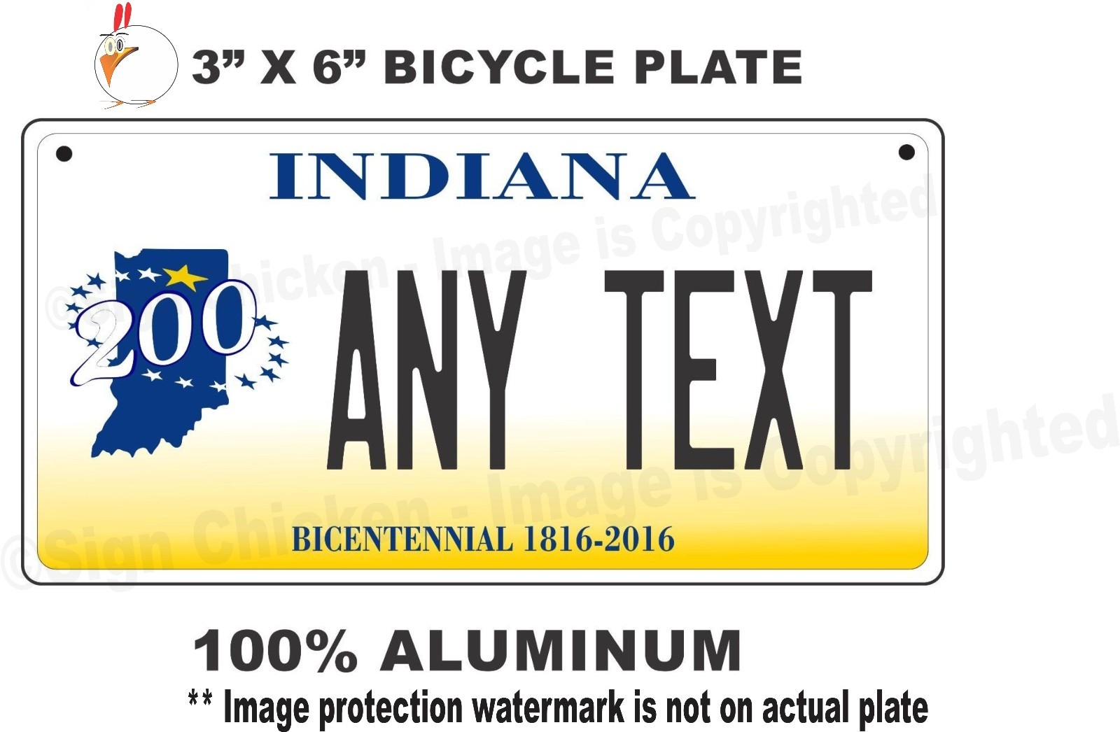 CUSTOM BICYCLE MINI STATE LICENSE PLATE-INDIANA 3" X 6" | eBay