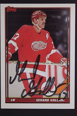 Gerard Gallant Red Wings Autographed 1991 O-Pee-Chee #443 Hockey Card ...