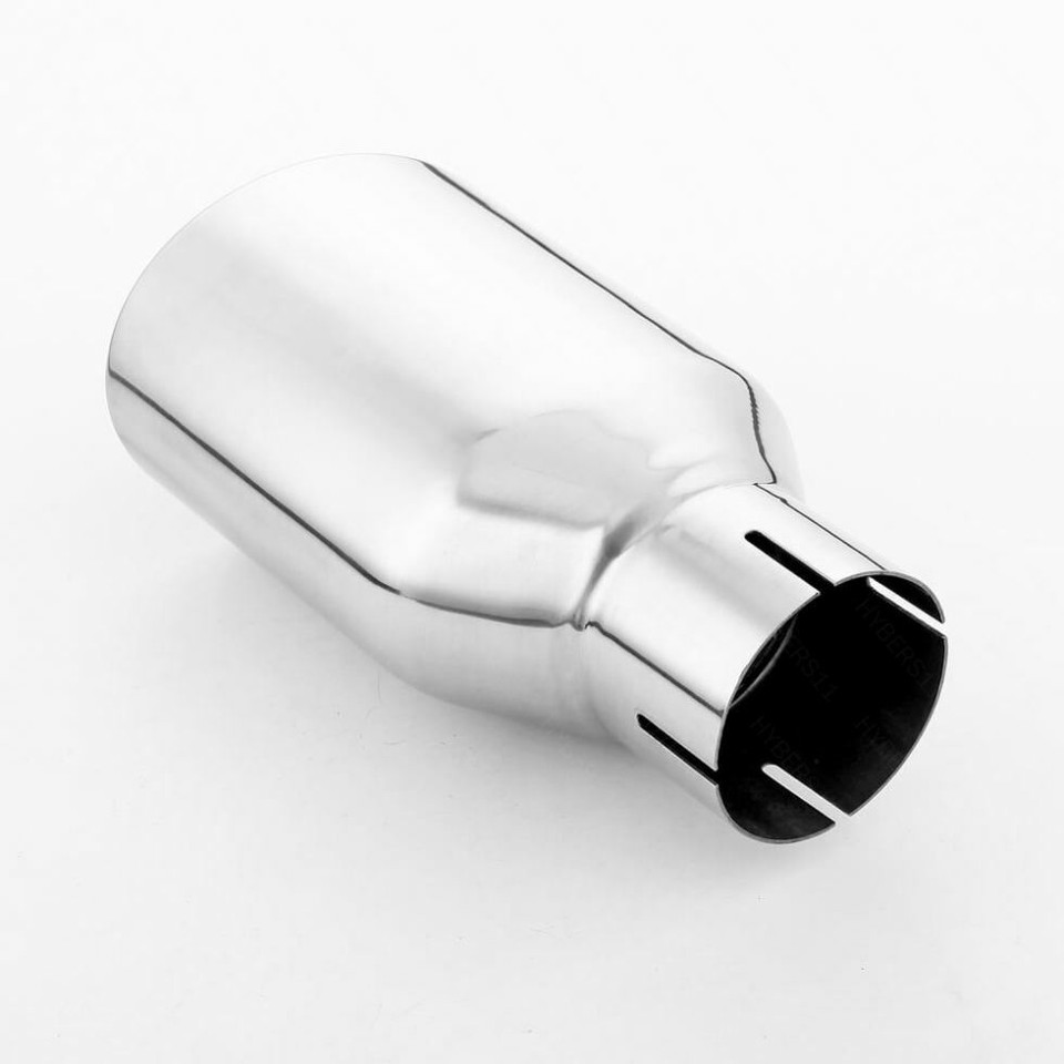 Clamp on 2.5" Inlet Resonated Slant Oval Out Exhaust Tip 304 Stainless ...