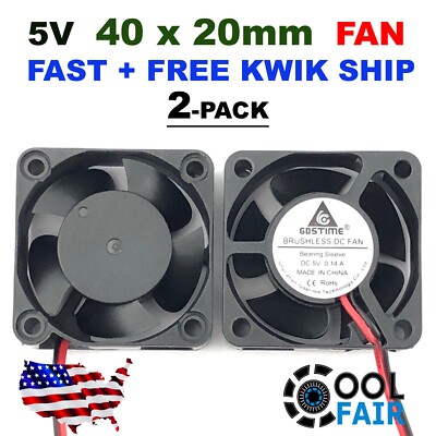 5v 40mm DC Cooling Fan 40x40x20mm 4020 0.14A 2-Pin US Fast Ship 2-Pack ...