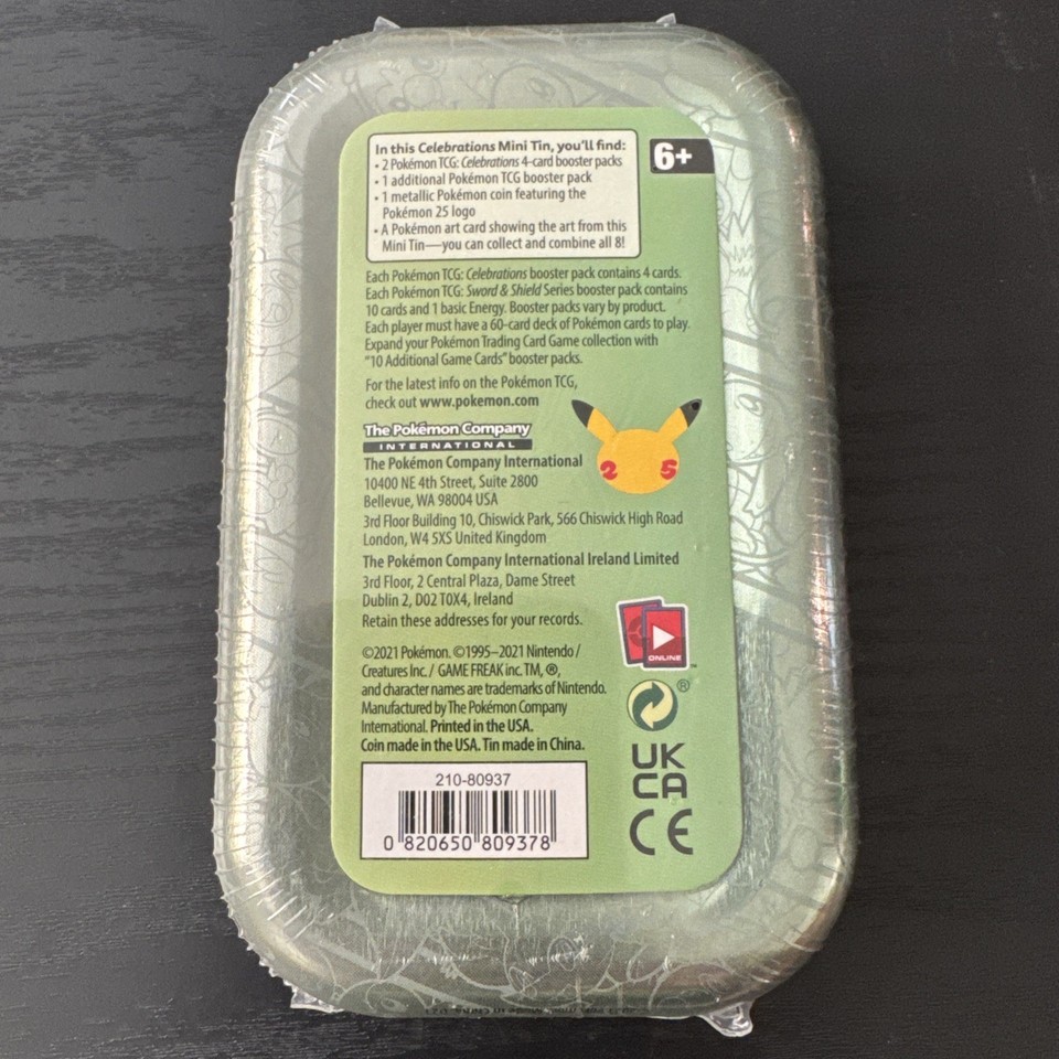 Pokémon TCG Celebrations Kanto Mini Tin Sealed Charmander Bulbasaur ...