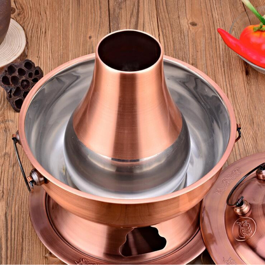 30cm Old Beijing Traditional Hot Pot Steel Large Copper Chinese ...
