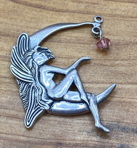 Vintage Signed Sterling Silver Moon Goddess Fairy Pendant | eBay