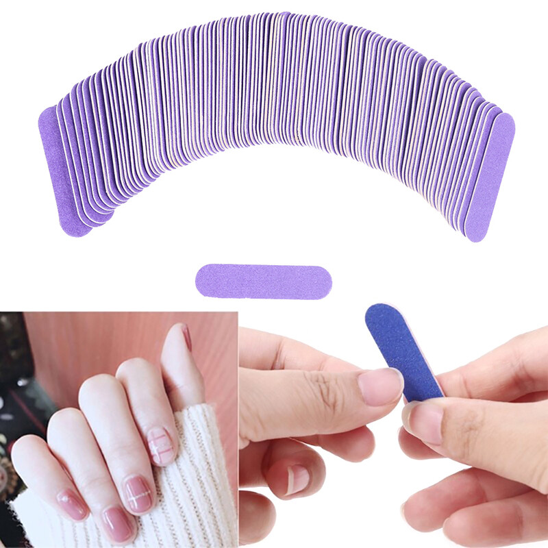100Pcs Mini Nail Files Nail Disposable Cuticle Remover Buffers Nail Art ...