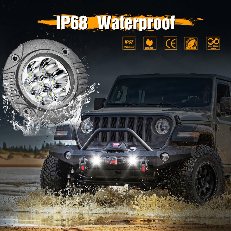 2PCS 5Inch 80W Round Flush Mount LED Pods Driving Lights LED Work Fog ...