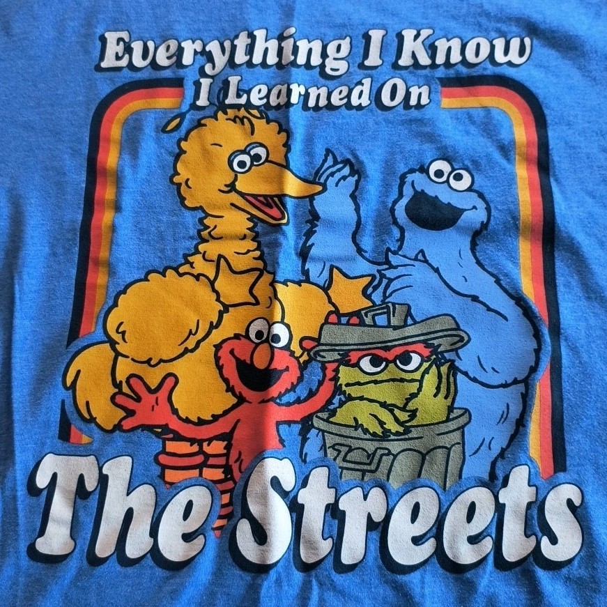 Sesame Street Graphic T-Shirt Blue Adult Medium Vintage Style Elmo ...