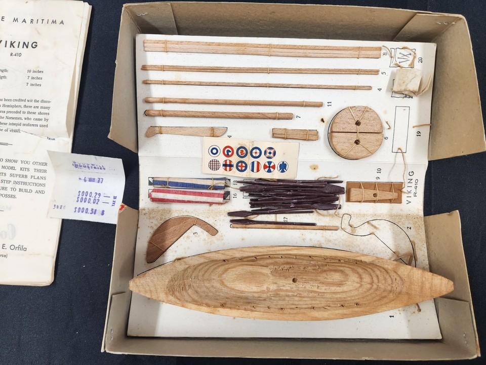 Vintage balsa wood model boat/ship kit Constructo Viking R-410 made in ...