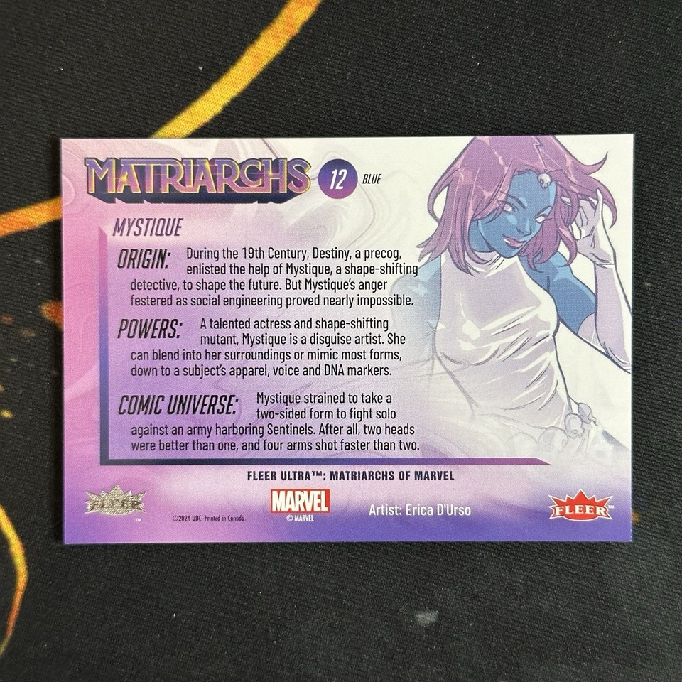 2024 UD FLEER ULTRA MATRIARCHS OF MARVEL MYSTIQUE #12 BLUE FOIL | eBay
