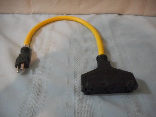 12 Gauge Heavy Duty Power Cord Triple Tri Tap Adaptor Plug Socket ...