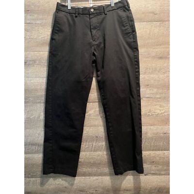 George Men’s Black Flat Front Pants Size 32 Elastic Waist Casual Dress ...