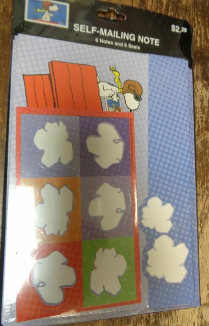 Hallmark Snoopy Self Mailing 6 Notes & 6 Seals 2001 USPS Peanuts for ...