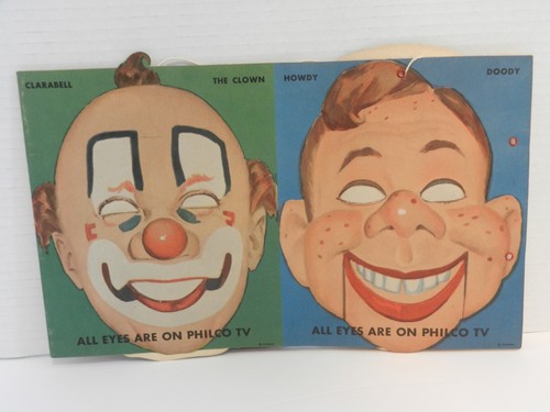 HOWDY DOODY CLARABELLE TOM CORBETT GABBY HAYES MASK PHILCO TV HANGING ...