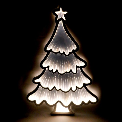 Christmas Tree Infinity LED Mirror Light 24"H Acrylic Holiday Christmas ...