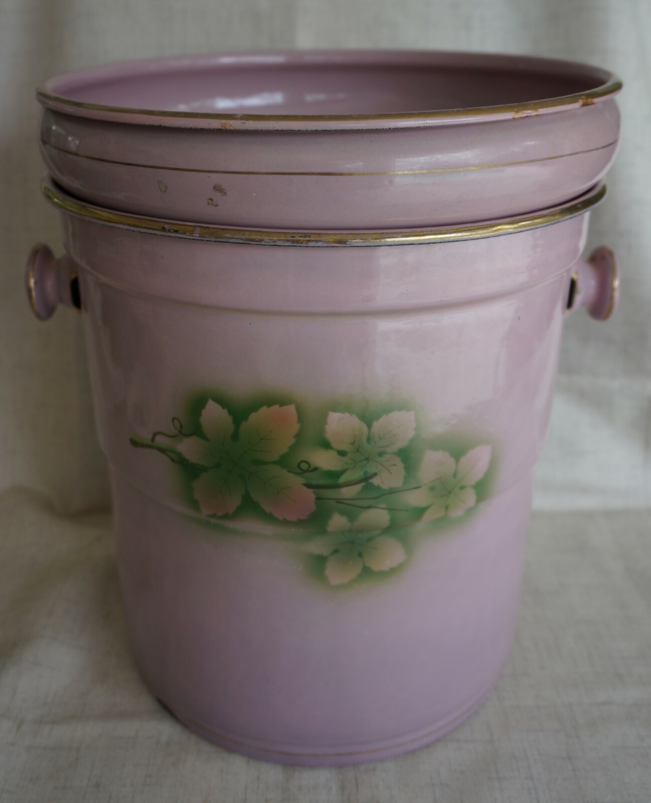 SLOP JAR / CHAMBER POT - French Enamelware Lavender Grapes and Leaves ...