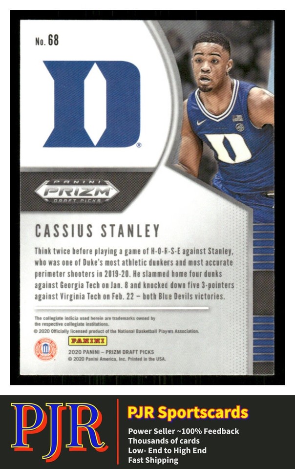 Cassius Stanley 2020 Panini Prizm Draft Picks #68 35% Off 4+ Items | eBay