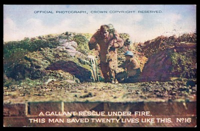 Postcard • WW1 Daily Mail Series 2, #16 • A GALLANT RESCUE UNDER FIRE ...