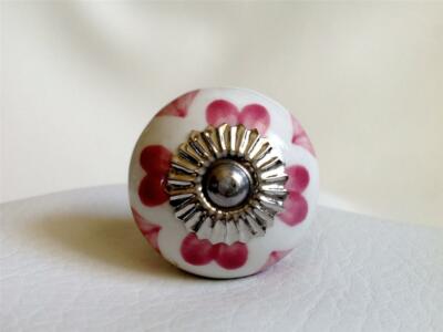 Raspberry Pink Hearts on White Porcelain Cabinet Knobs Drawer Pulls | eBay