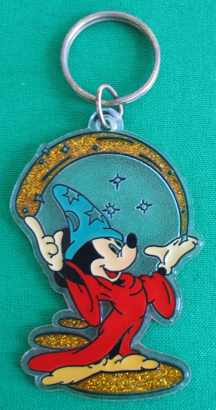 Walt Disney Mickey Mouse Keychain Fantasia Sorcerer Glitter 3.5 ...