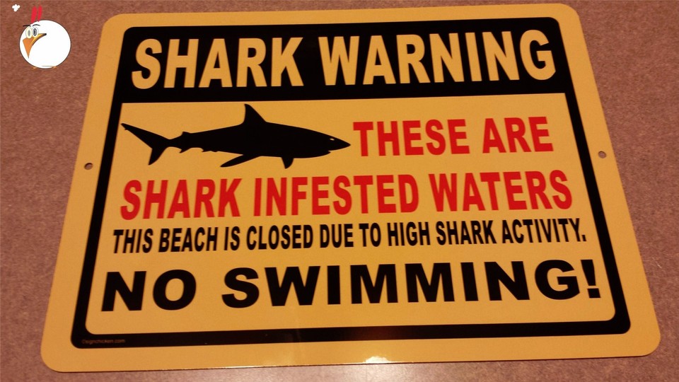 WARNING SHARKS, Sign, sharks, boats, fishing, no swimming, warning ...
