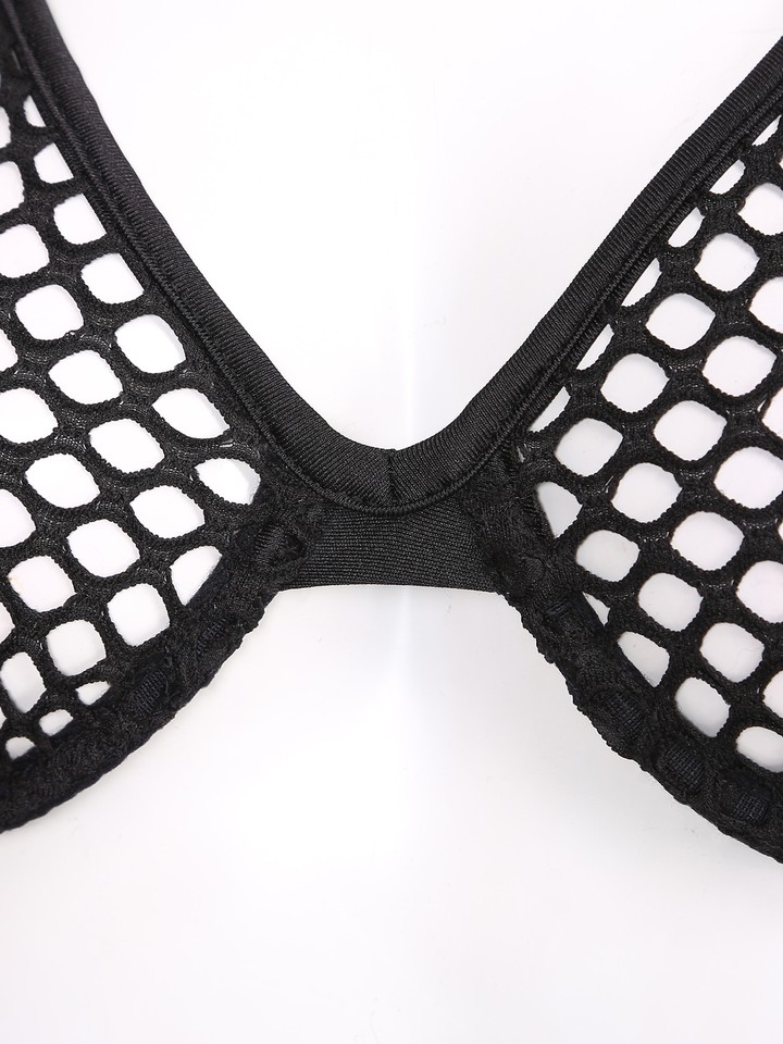 Women Sexy Hollow Out Netted Lingeries Crop Top Hollow Out Nipples Bra ...