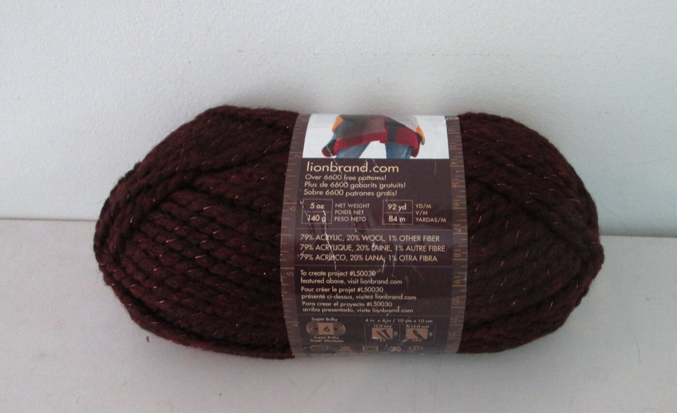 1 Skein Lion Brand Wool-Ease Thick & Quick Yarn #302 Cabernet #6 5 ...