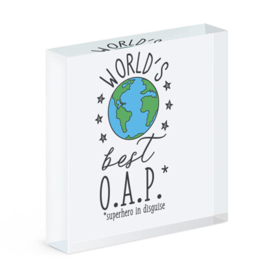 World's Best OAP Acrylic Photo Block Frame Funny Joke Favourite Grandma ...