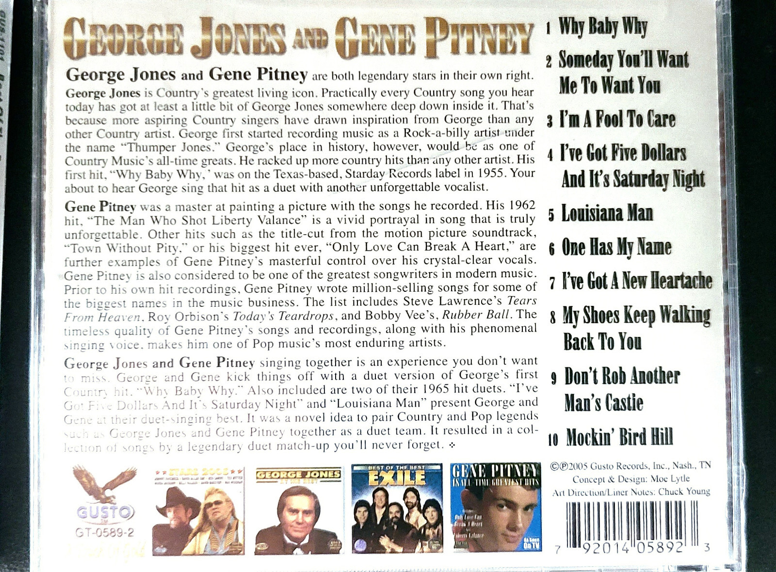 Choice of MORE THAN SHOWN: George Jones, Pitney, Conway Twitty Cds! NEW ...