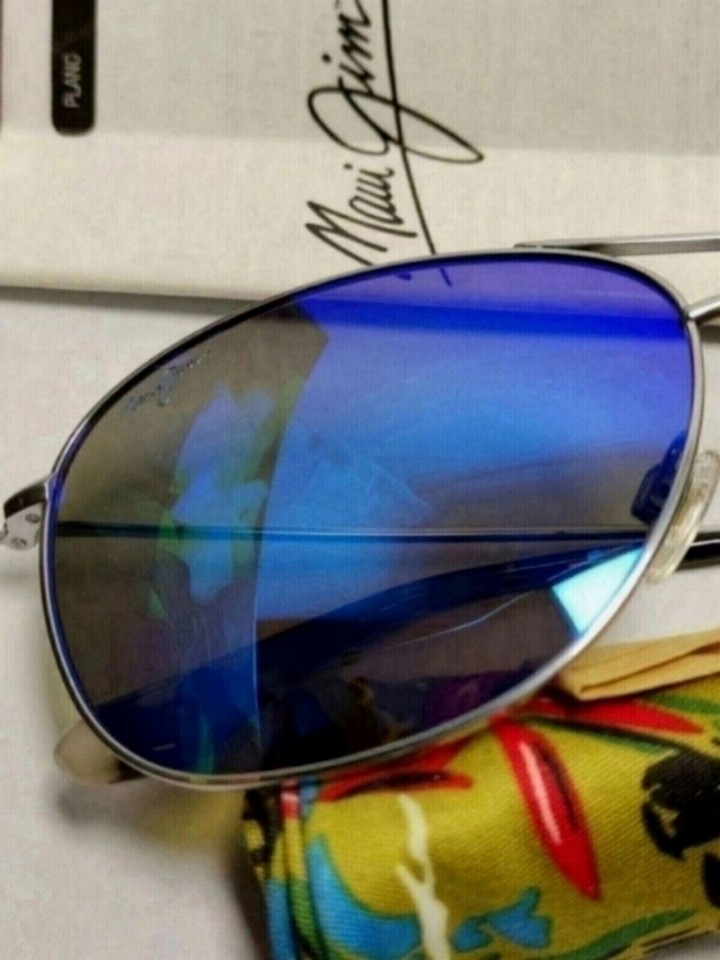 New Maui Jim Cliff House Men's Sunglasses with Silver Frame Blue Lenses ...