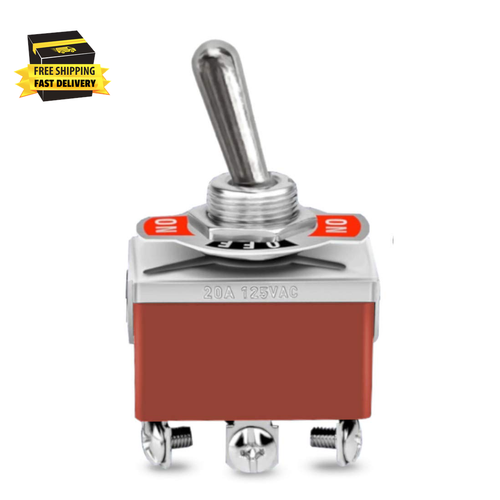 6-Pin DPDT Momentary Metal Toggle Switch, 20 Amp at 12Vdc 125Vac, (On ...