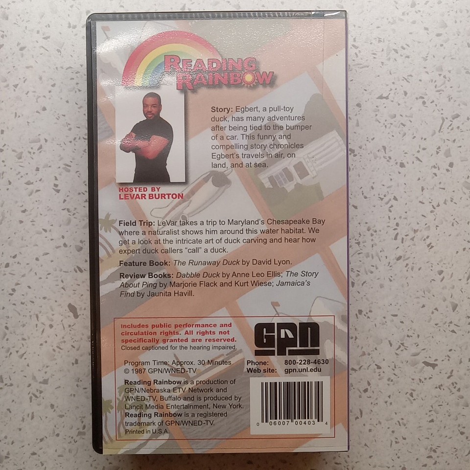 Reading Rainbow VHS "The Runaway Duck" Episode #040/155 LeVar Burton ...
