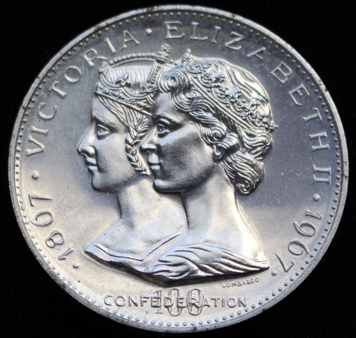 1867-1967 CANADA CONFEDERATION - VICTORIA & ELIZABETH II Medallion 39mm ...