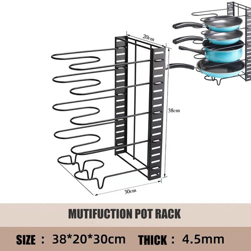 Kitchen Pot Frying Pan Storage Rack Organizer Cookware Shelves Holder ...