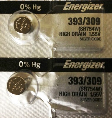 ENERGIZER 393/309 SR754W WATCH BATTERIES E393 309 (2piece) NEW ...