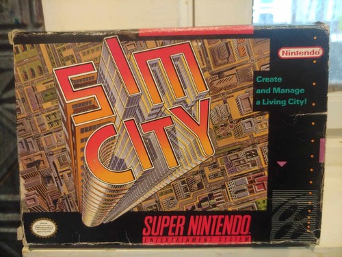 SIM CITY Super Nintendo SNES Game Original 1991 Cardboard Collector ...