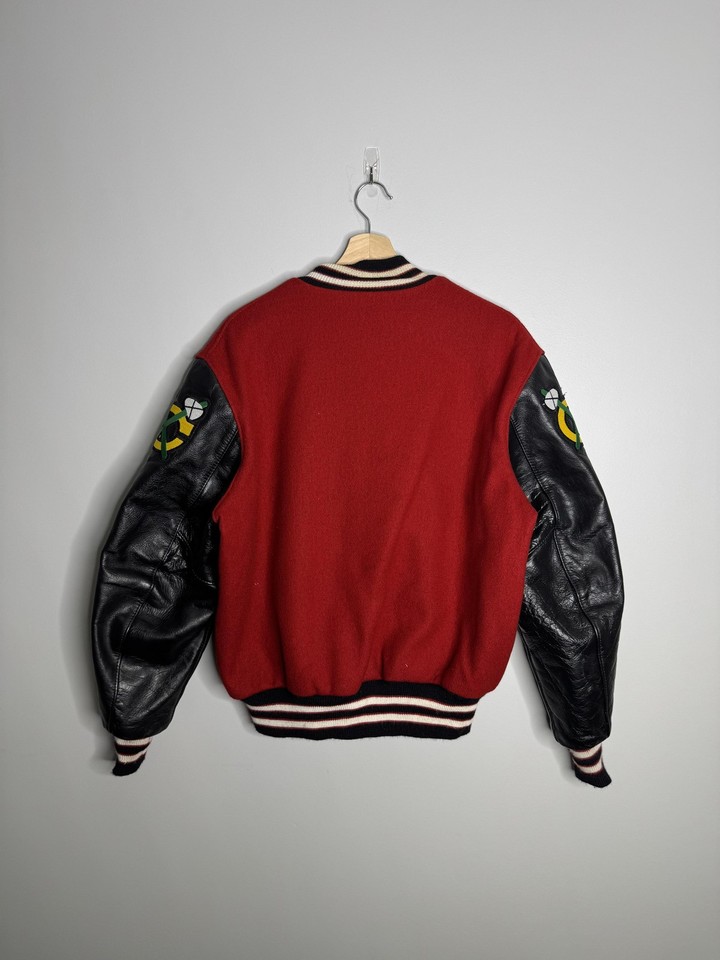 VTG 80’s-90’s Chicago Blackhawks Varsity Jacket Mens Red Black NHL ...
